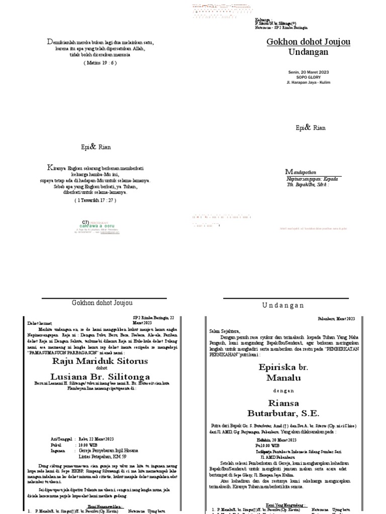 Gokhon Dohot Joujou Undangan: Epi Rian Epi Rian | PDF