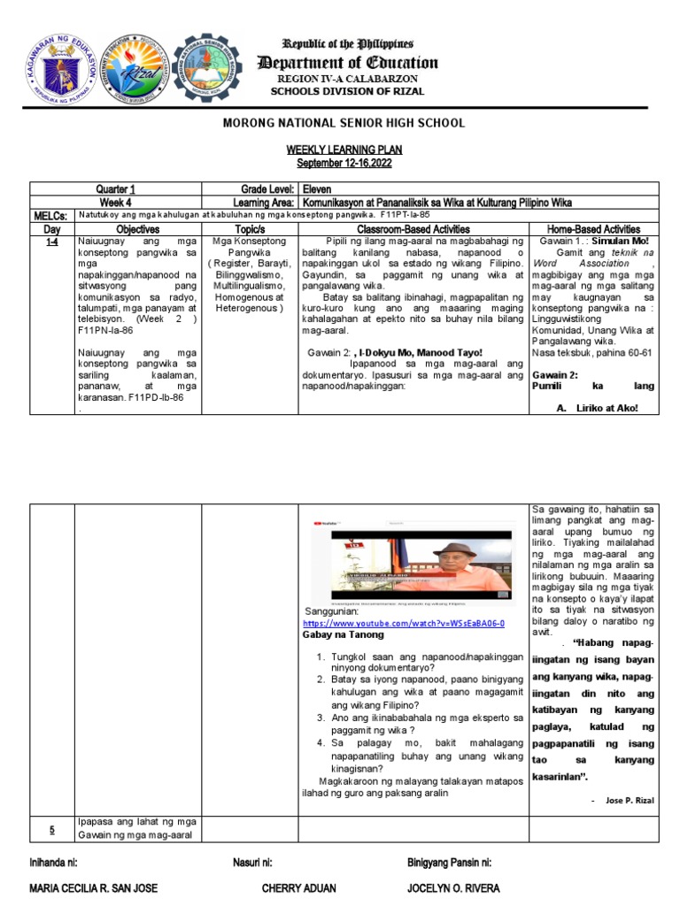 Morong National Senior High School: Natutukoy Ang Mga Kahulugan at ...