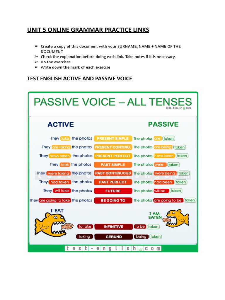 Copia De Unit 5 Grammar Practice Links Pdf Verb Cognitive Science