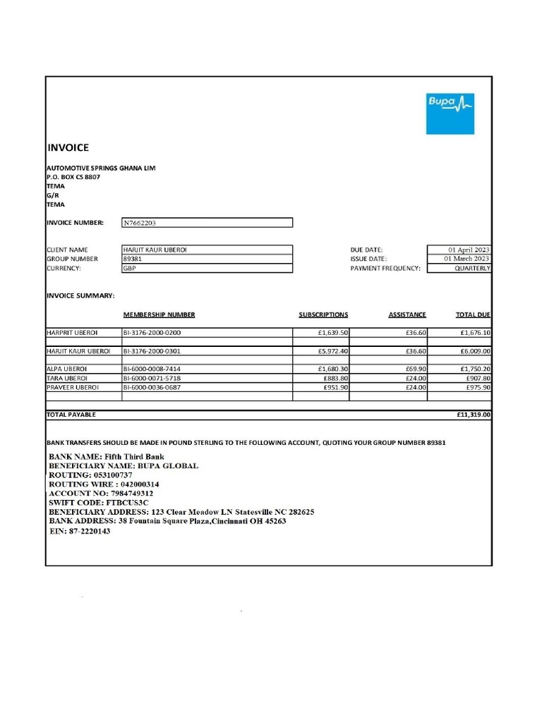 Automotive Springs Ghana Lim Invoice2 | PDF
