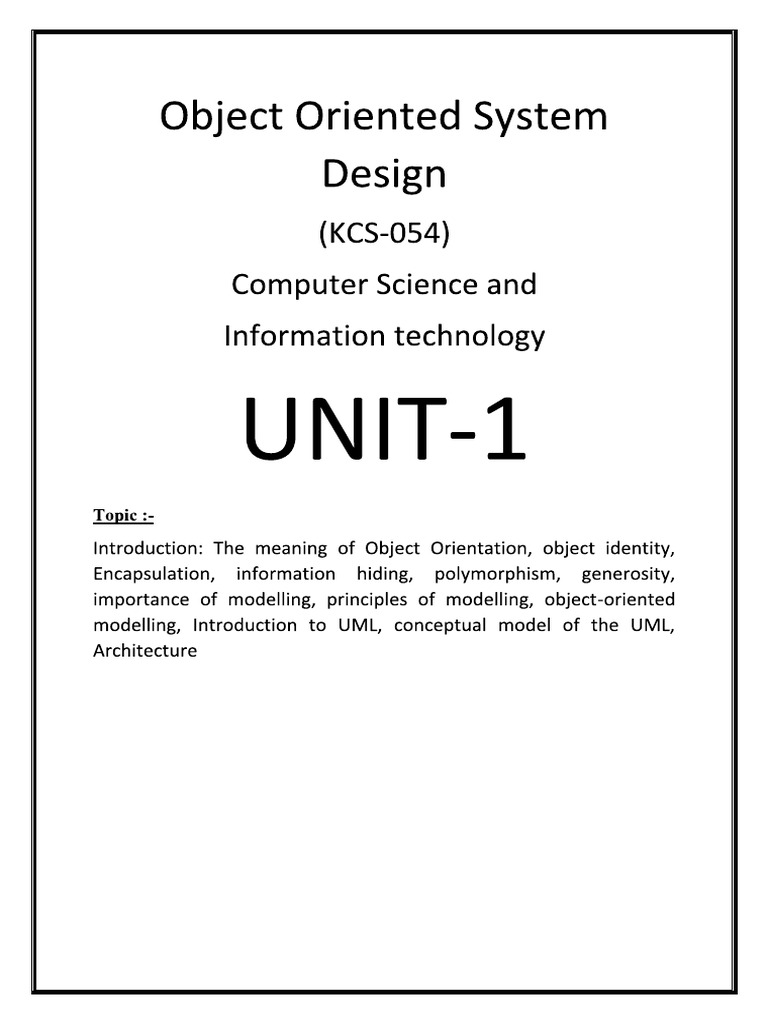 Unit 1 OOSD Notes | PDF