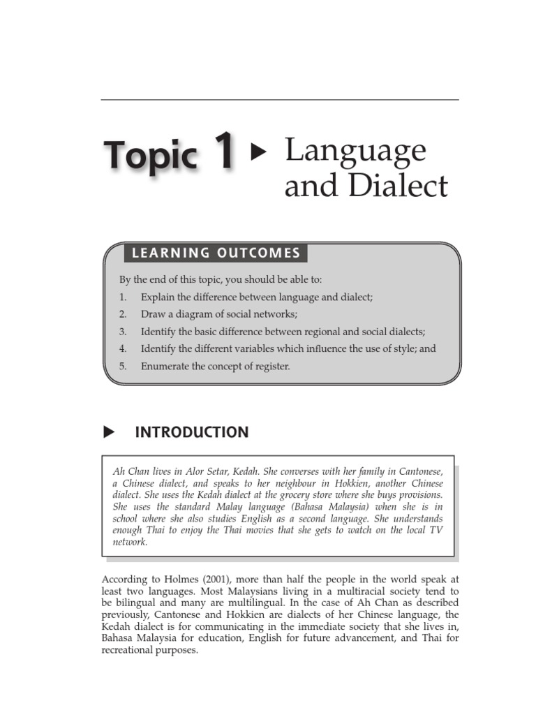 Dialect vs Language | Dialect | English Language