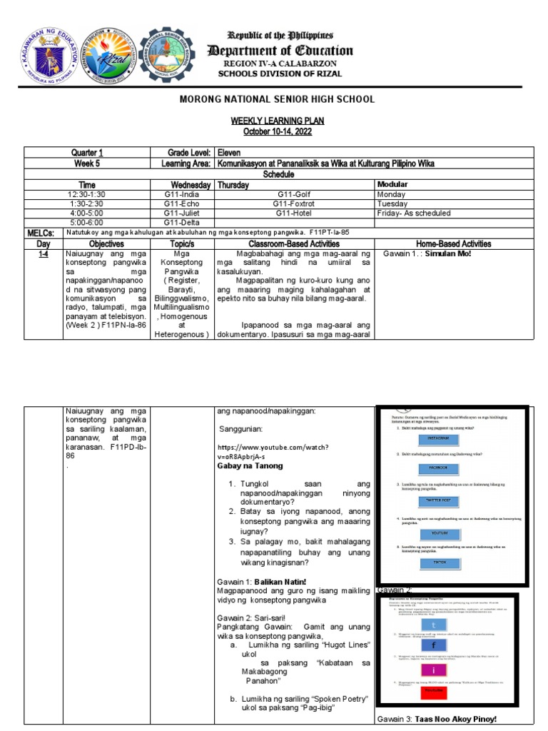 Morong National Senior High School: Natutukoy Ang Mga Kahulugan at ...