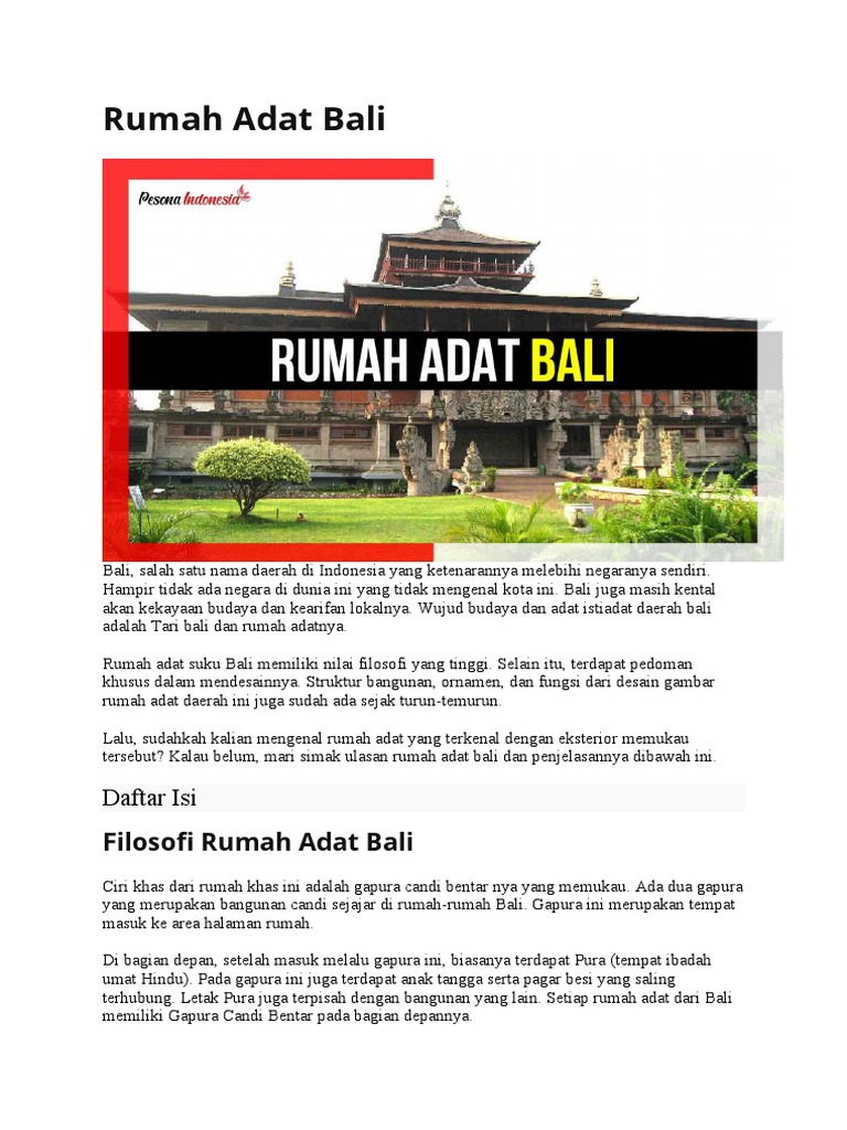 Rumah Adat Bali | PDF