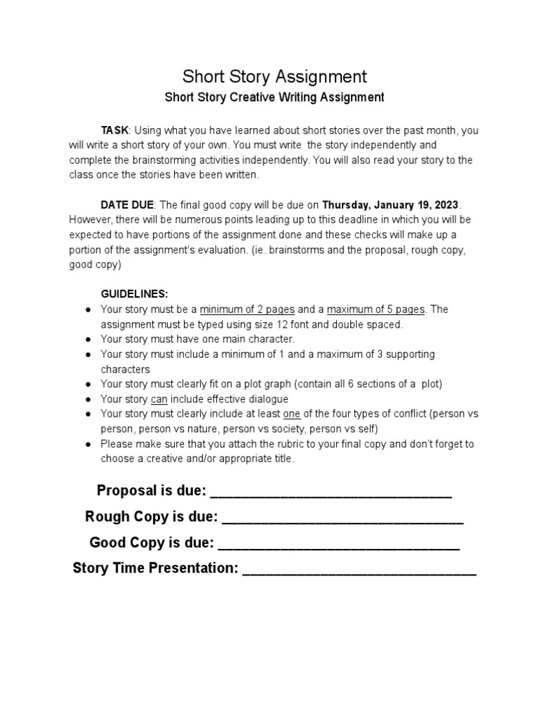 Short Story Assignment | PDF | Plot (Narrative) | Cognitive Science