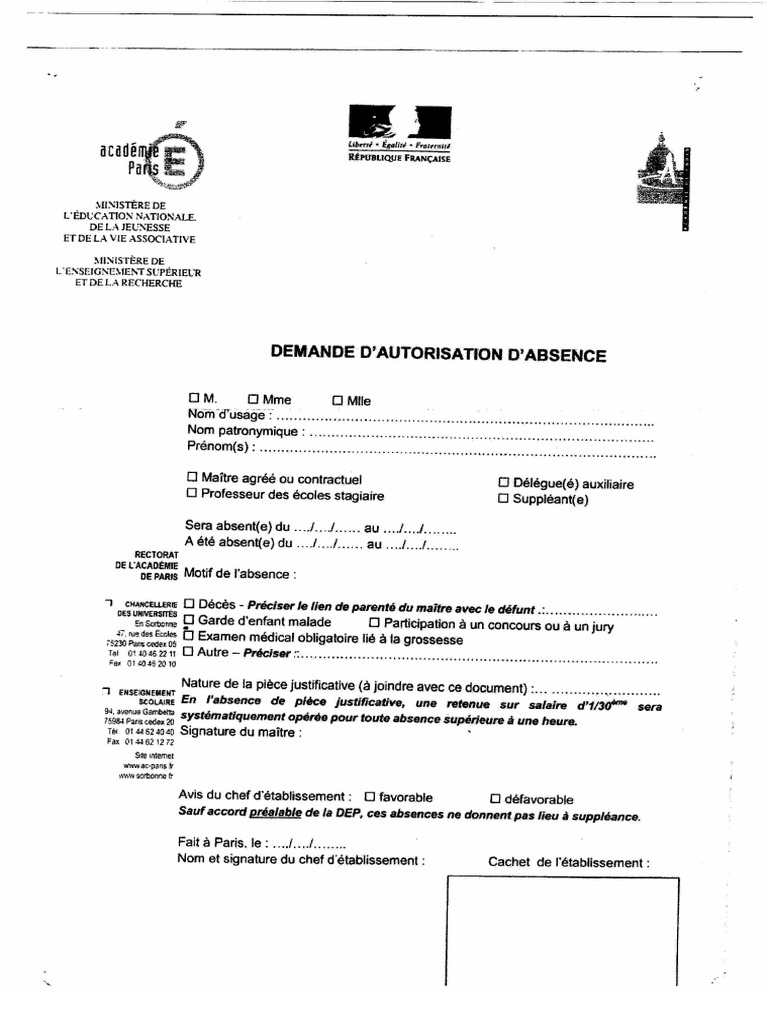 formulaire_de_demande_d_absence | PDF