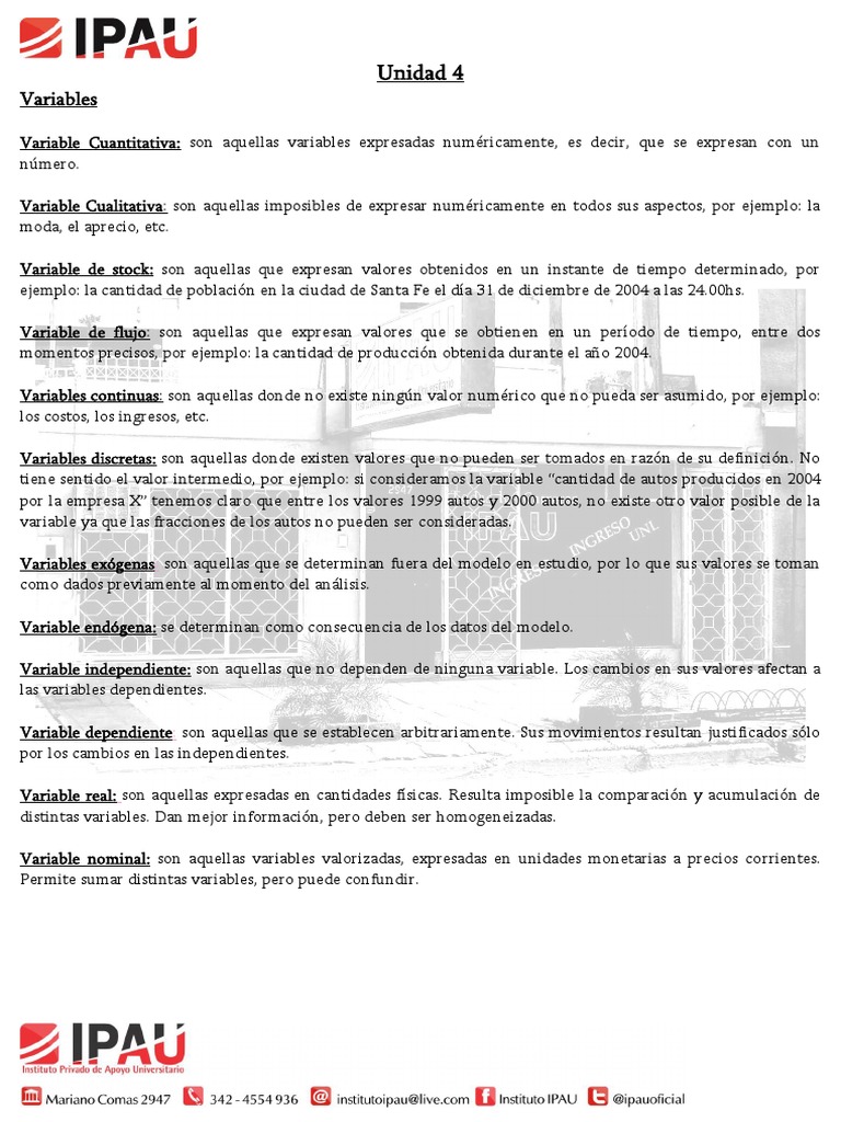 Unidad 4 Variables Definiciones | PDF