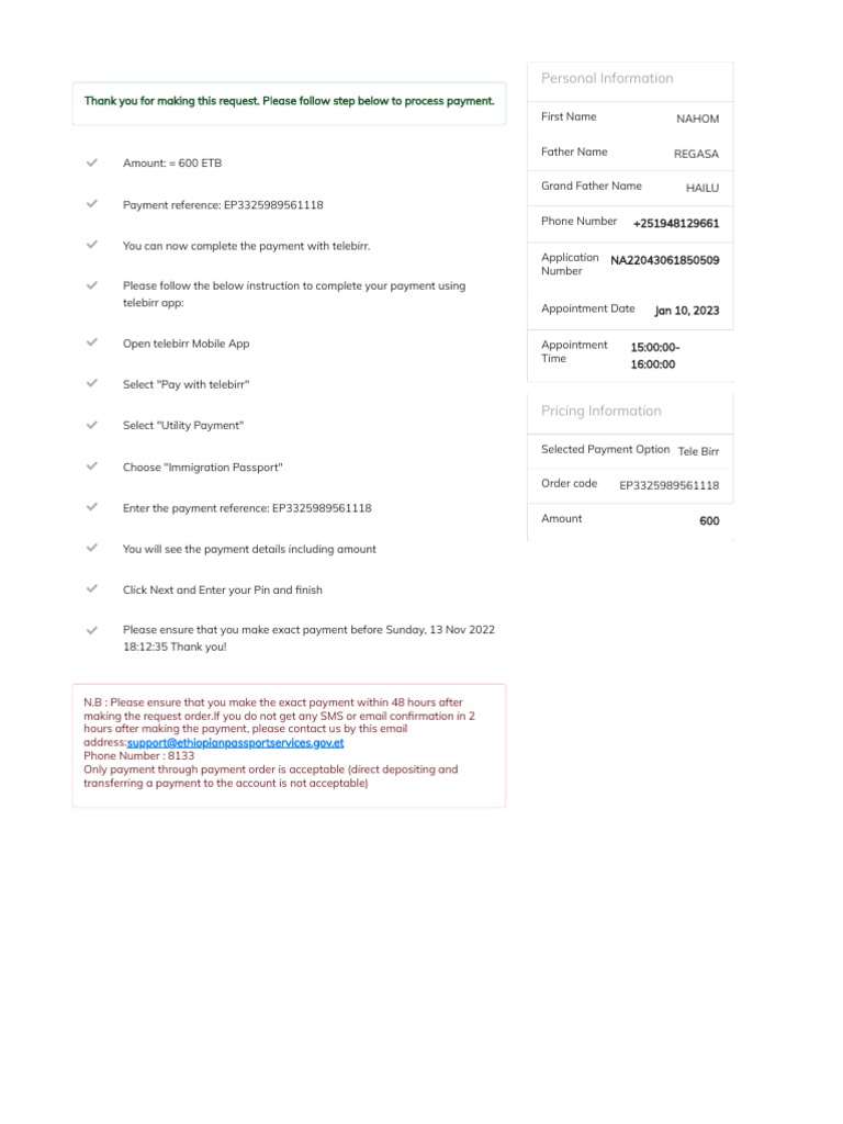 Payment Instruction: Thank You For Making This Request. Please Follow ...