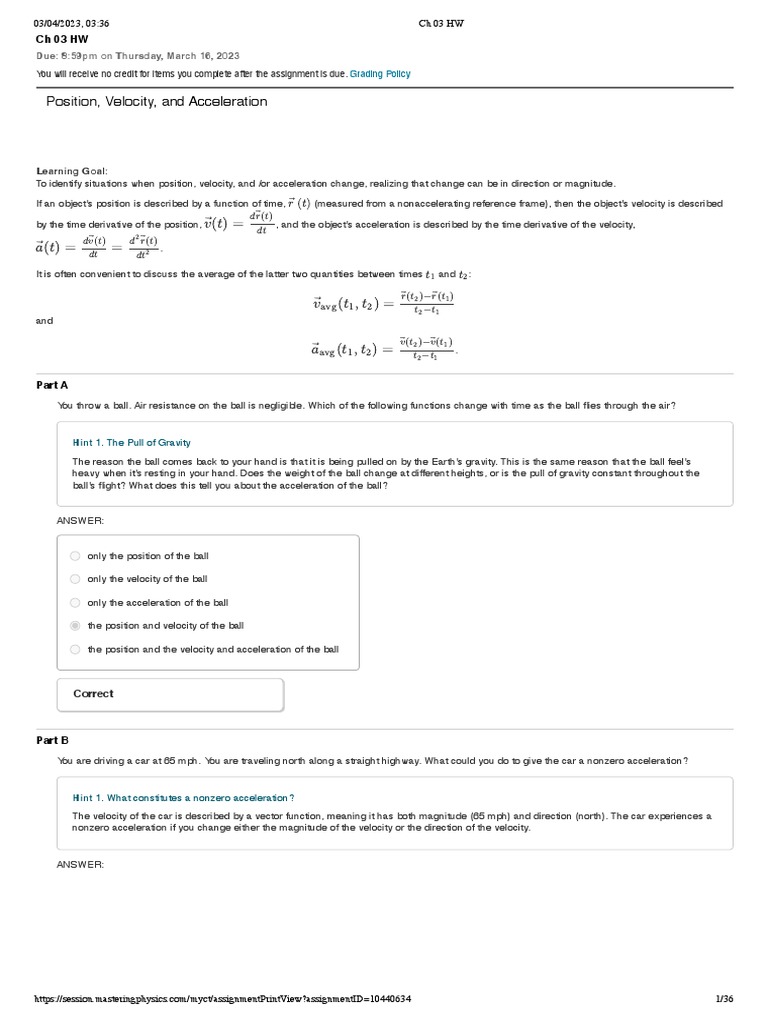 CH 03 HW | PDF | Acceleration | Velocity