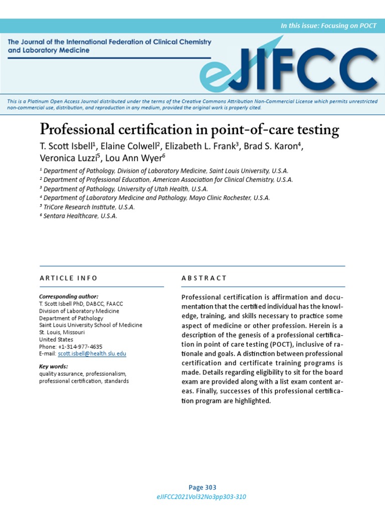 POCT Certification | Download Free PDF | Pharmacy | Professional ...