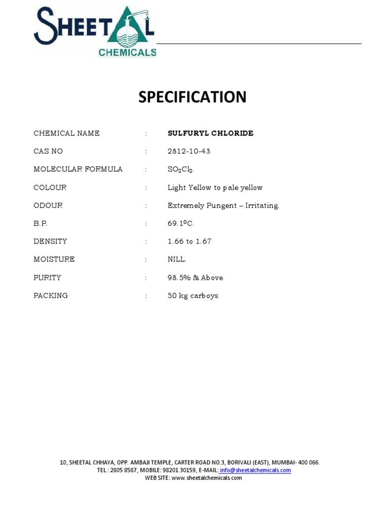 Sulfuryl Chloride | PDF