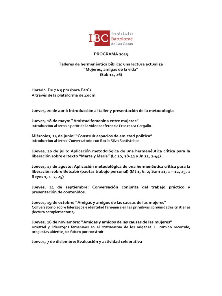 Talleres de Hermenéutica Bíblica 2023 | PDF | Ciencias sociales | Filosofía