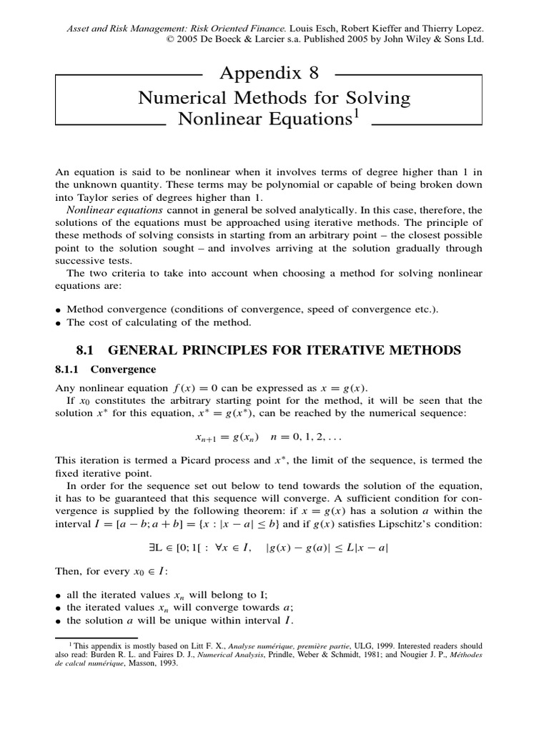 Numerical Methods For Solving Nonlinear Equations1 | PDF | Limit (Mathematics) | Equations