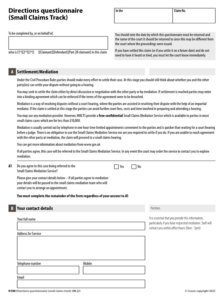N180 Final Form | PDF | Mediation | Settlement (Litigation)