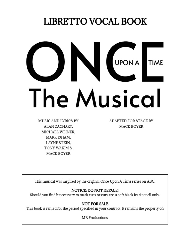 Once Upon A Time The Musical Libretto Vocal Book | PDF | Once Upon A ...
