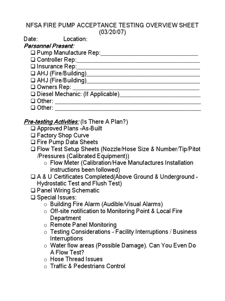 Fire Pump Acceptance Testing Criteria | Download Free PDF | Pump ...