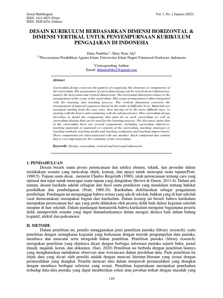 Desain Kurikulum: Dimensi Horizontal & Vertikal | PDF | Karier & Perkembangan | Seni