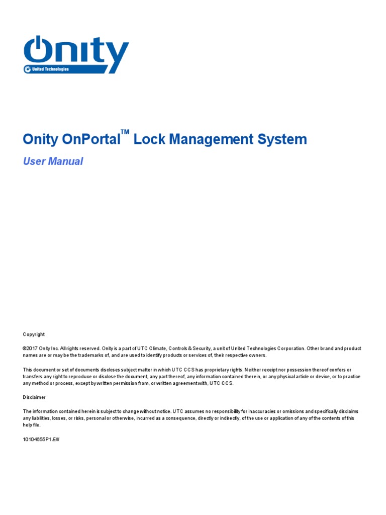 Onity Onportal Lock Management System: User Manual | PDF | Smart Card ...