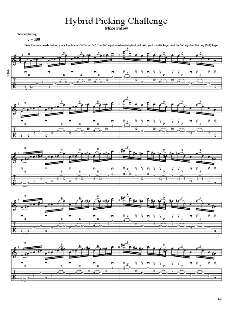Hybrid Picking Challenge | PDF | Guitar Family Instruments | Necked Lutes