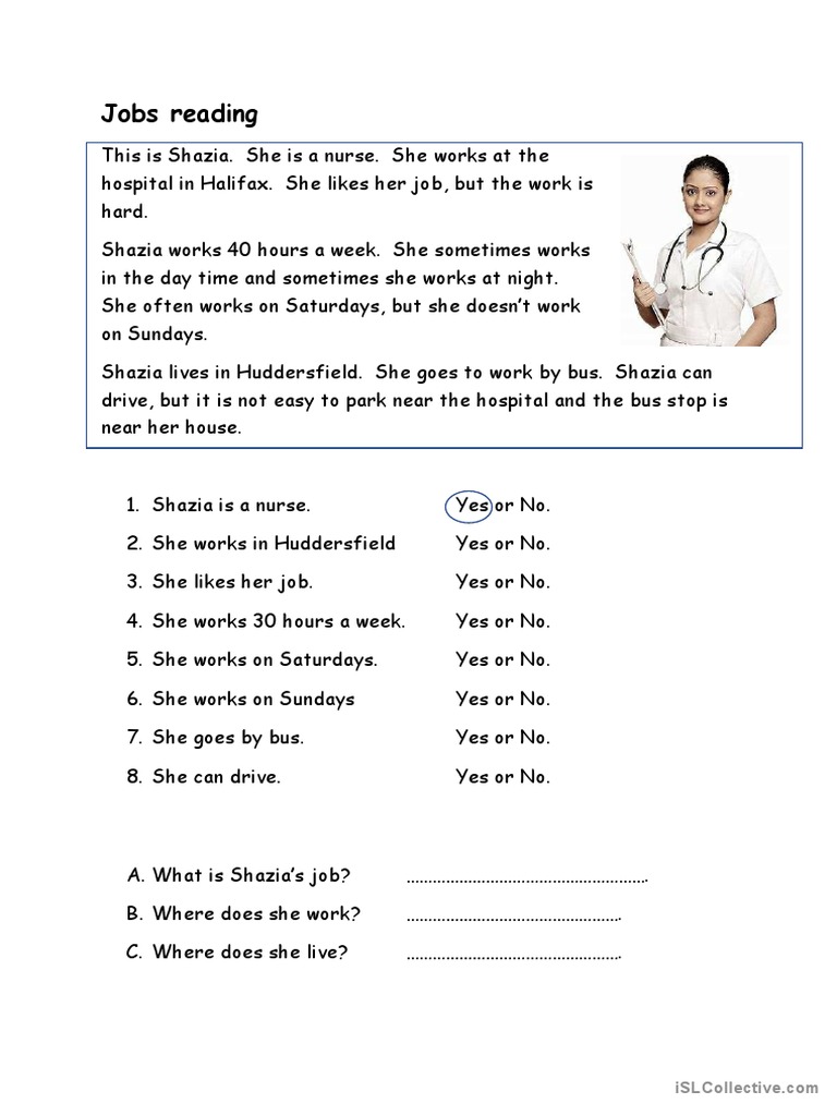 Jobs Reading Comprehension For Beginners | PDF