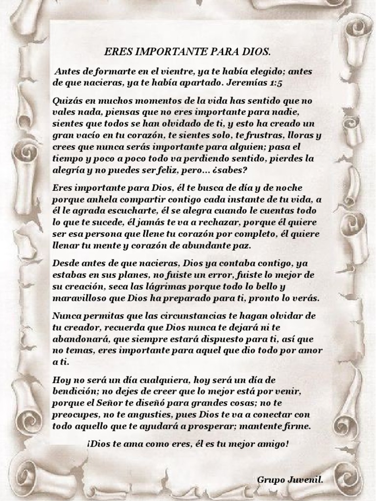 Eres Importante para Dios | PDF