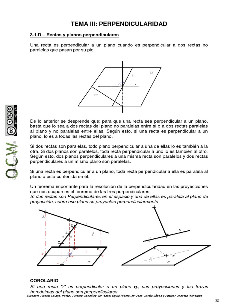 Teoria III Del OCW Perpendicularidad | PDF | Línea (geometría) | Perpendicular
