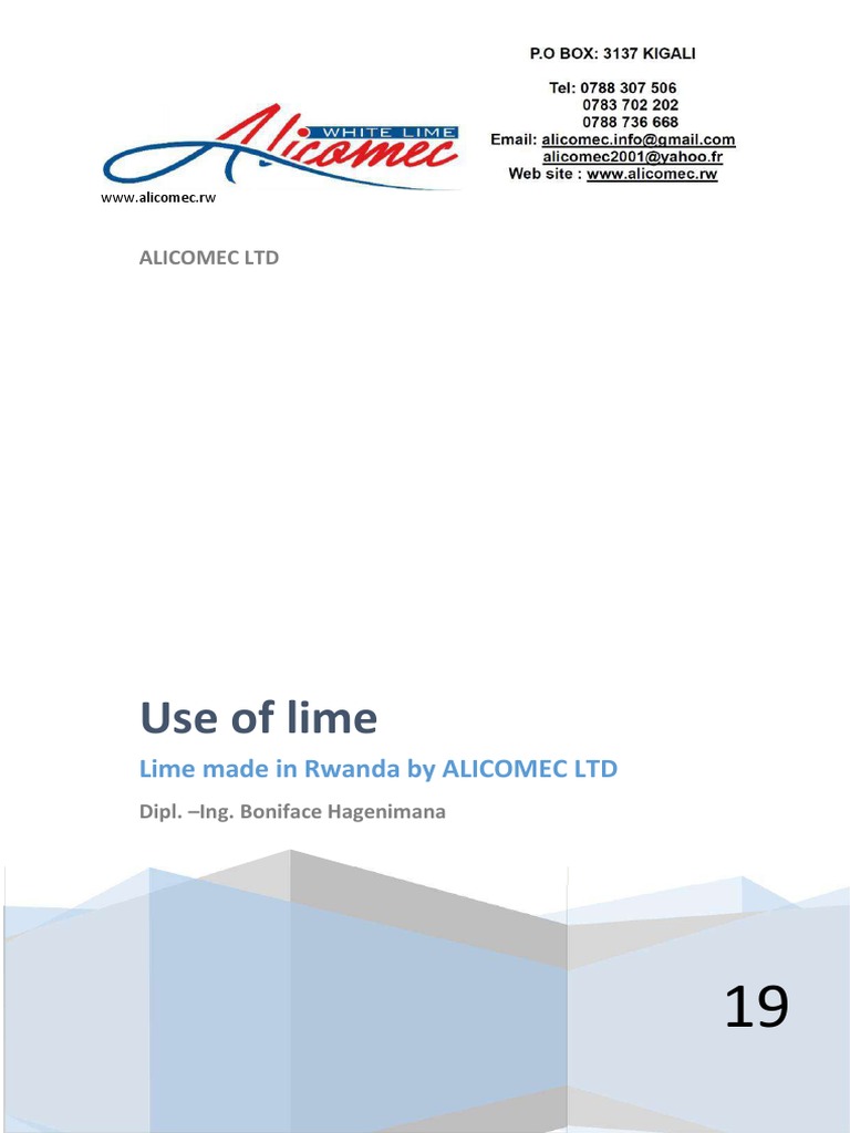 2019 Use of Lime Lime | PDF | Hydroxide | Sodium Carbonate