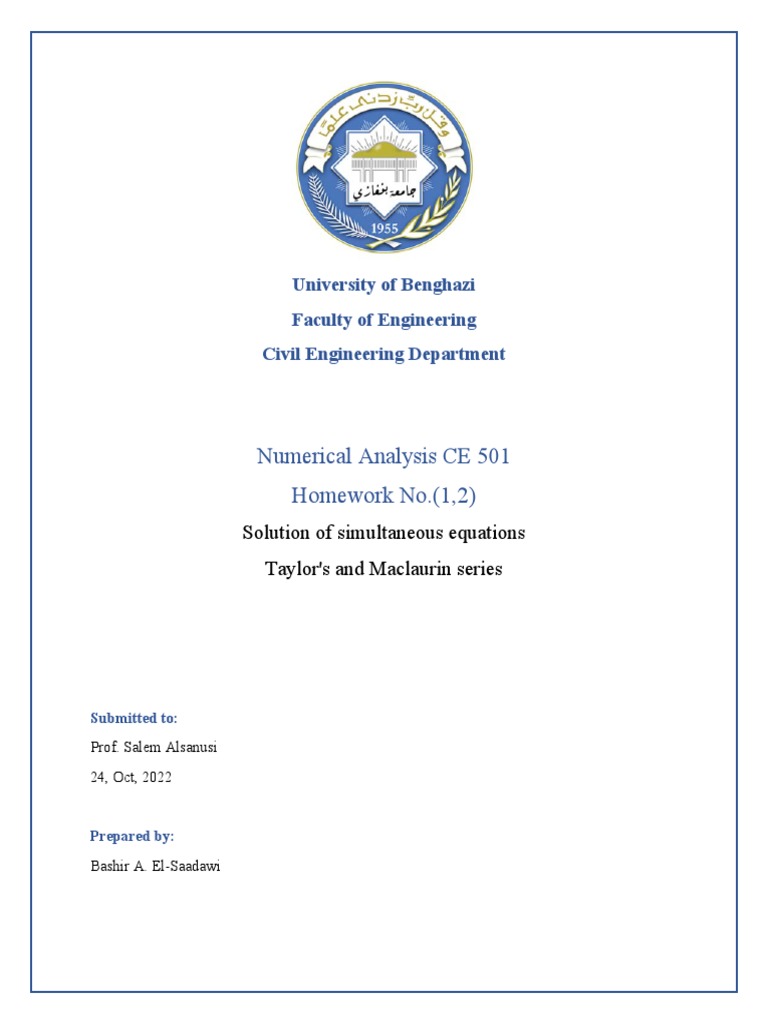 HW# (1,2) | PDF | Numerical Analysis | Equations
