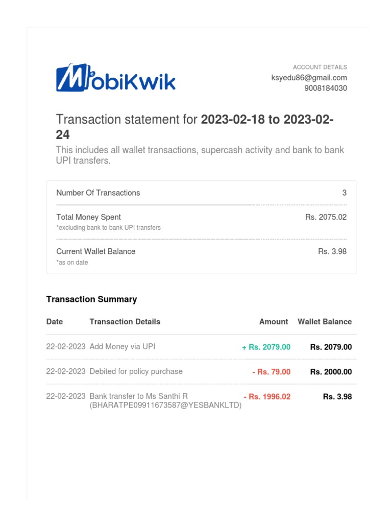 MobiKwik Txn Statement 18_Feb_2023-24_Feb_2023 | PDF