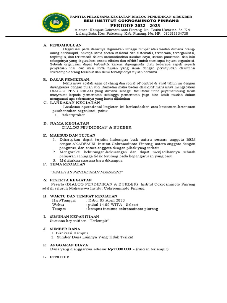 Proposal - Dialog Dan Bukber Acc | PDF