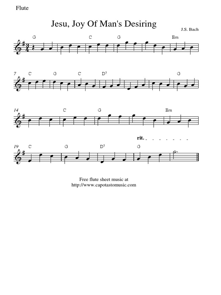 Jesu Joy of Man's Desiring Easy Flute Solo | PDF