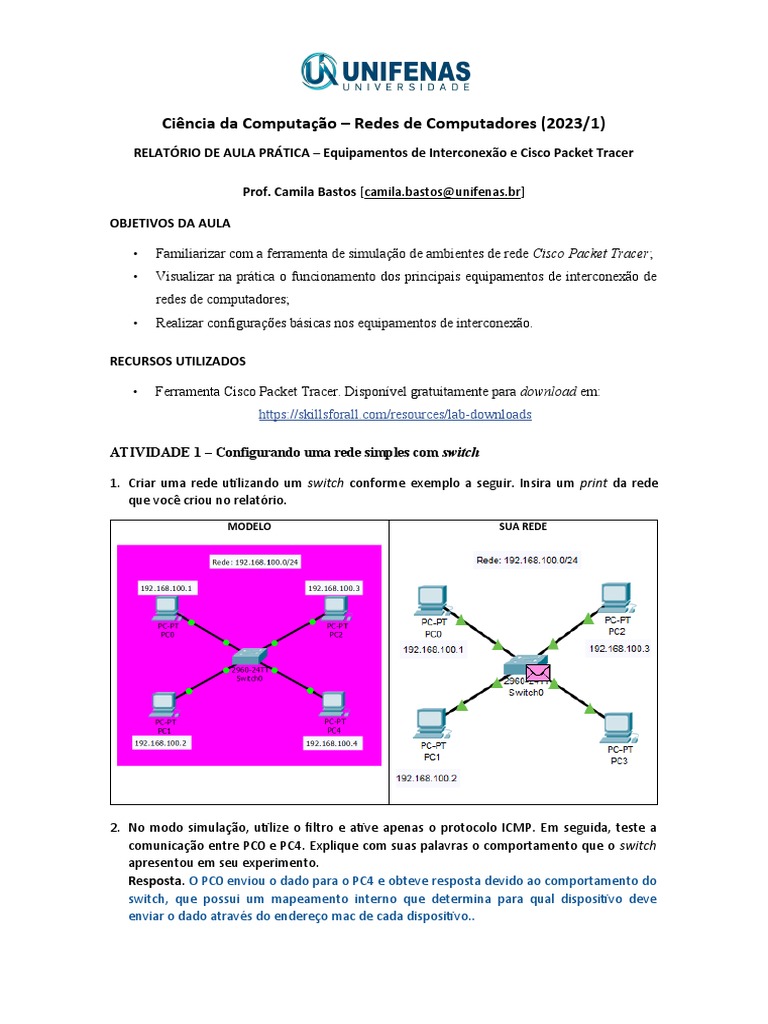 Roteiro de Aula Prática I - Redes de Computadores | PDF | Rede de ...
