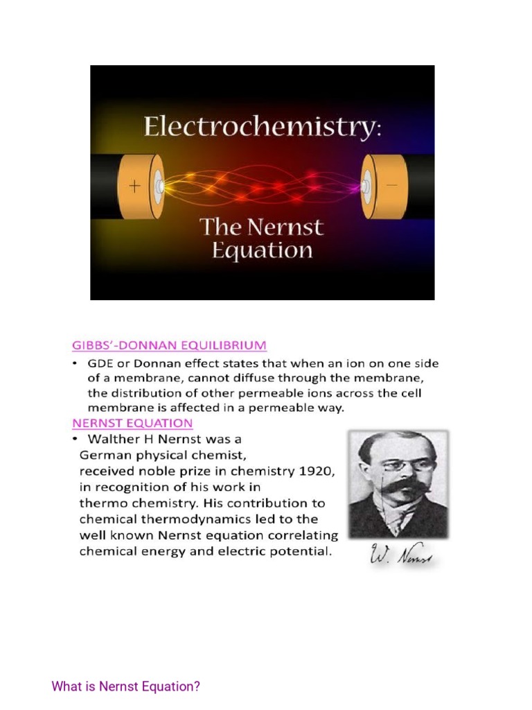 Nernst Equation | PDF | Electrochemistry | Redox