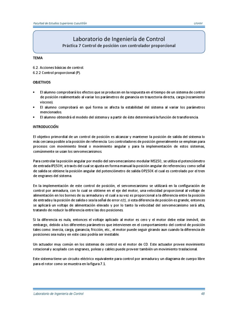 Control de posición con P proporcional | PDF | Sistema de control ...
