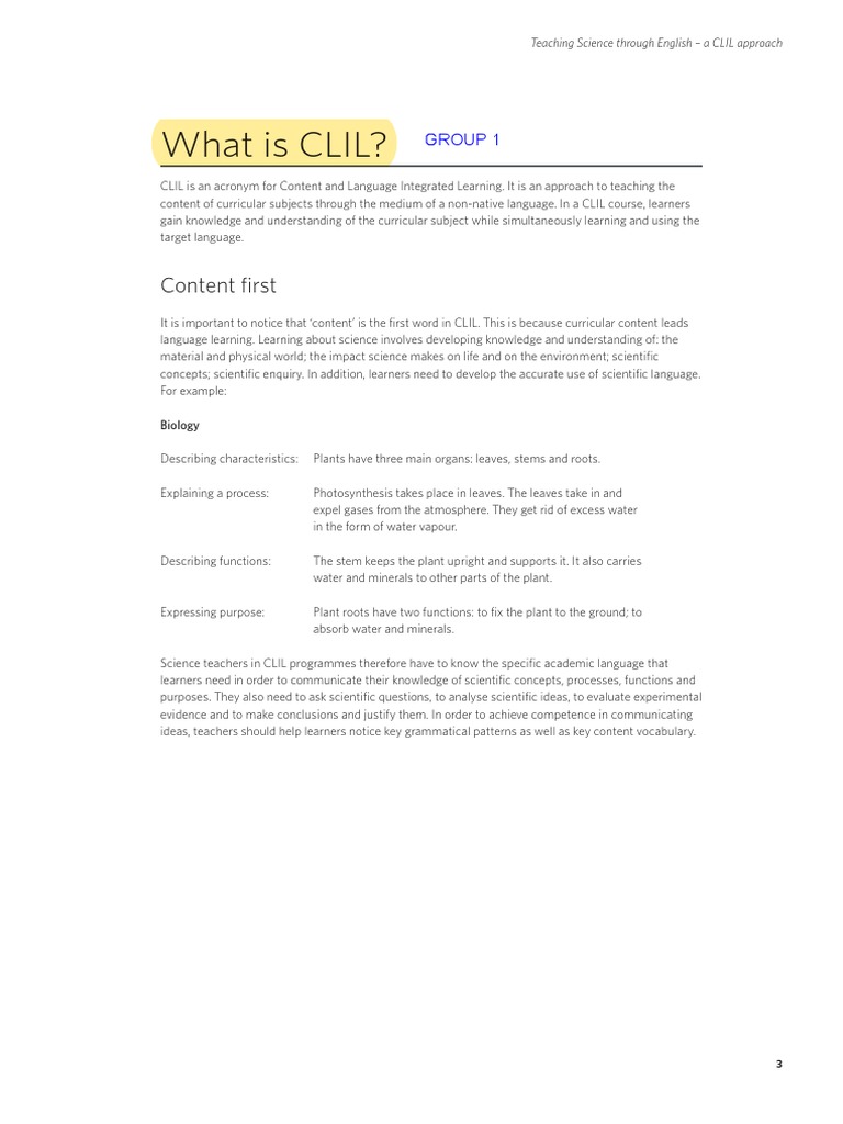 What Is CLIL?: Content First | PDF | Learning | Teachers