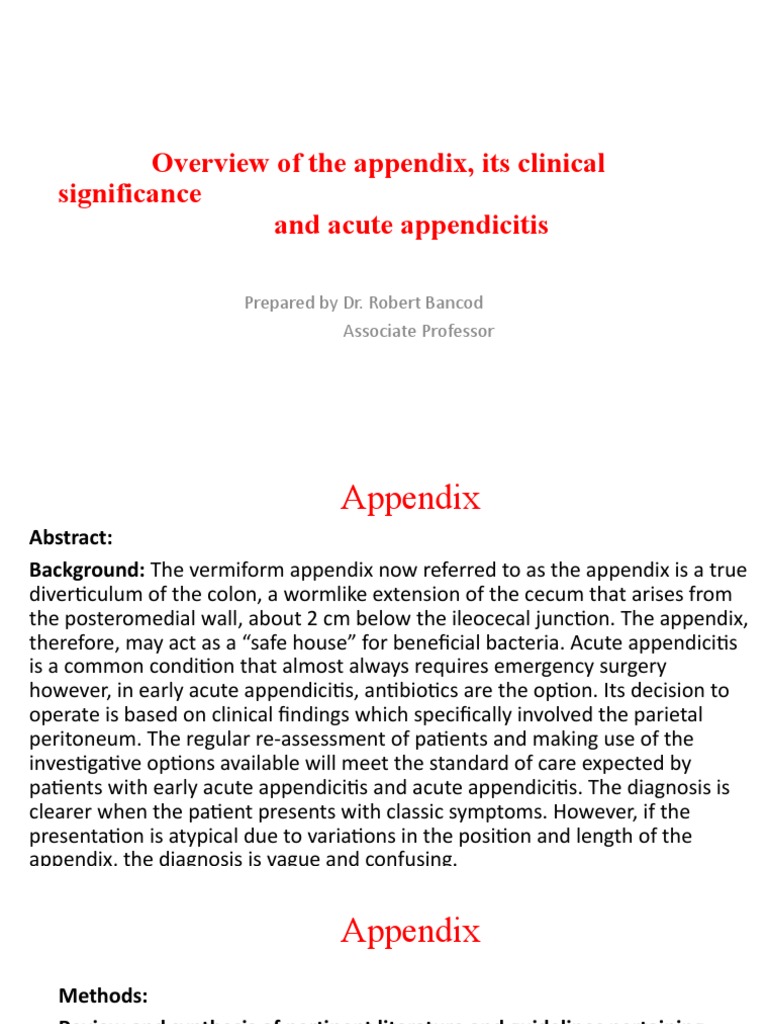 Overview of Appendicitis, Appendicular Mass, 2022 | PDF | Medical ...