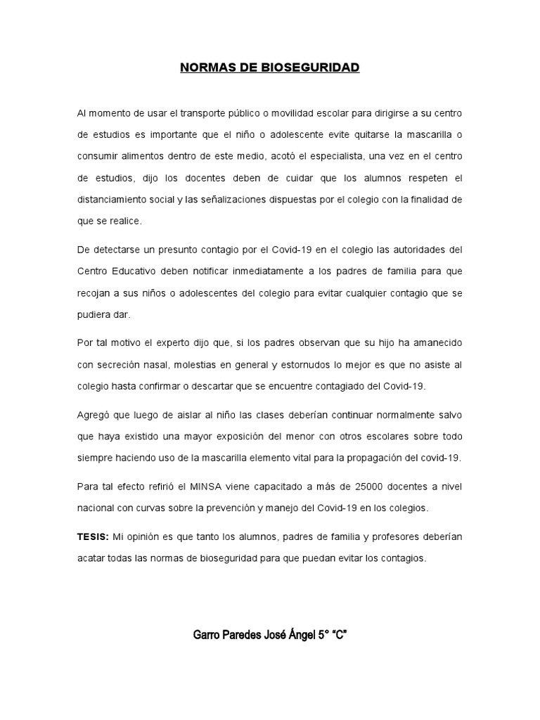 Normas de Bioseguridad | PDF