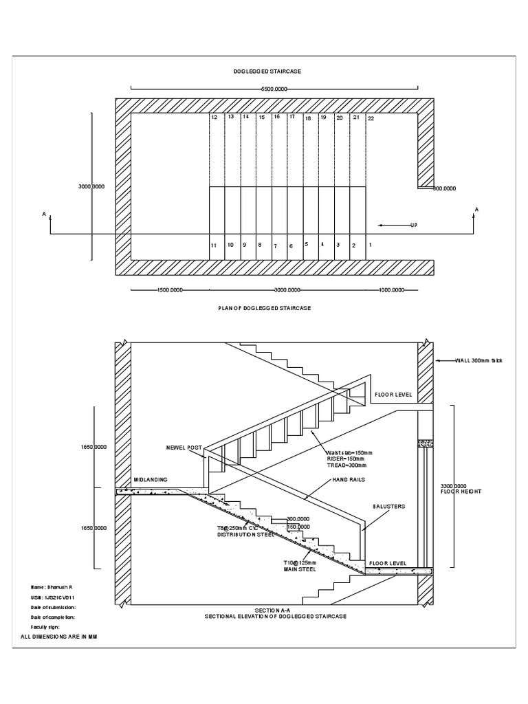 5.DOGLEGGED STAIRCASE-Model | PDF | Architectural Elements | Architectural Design