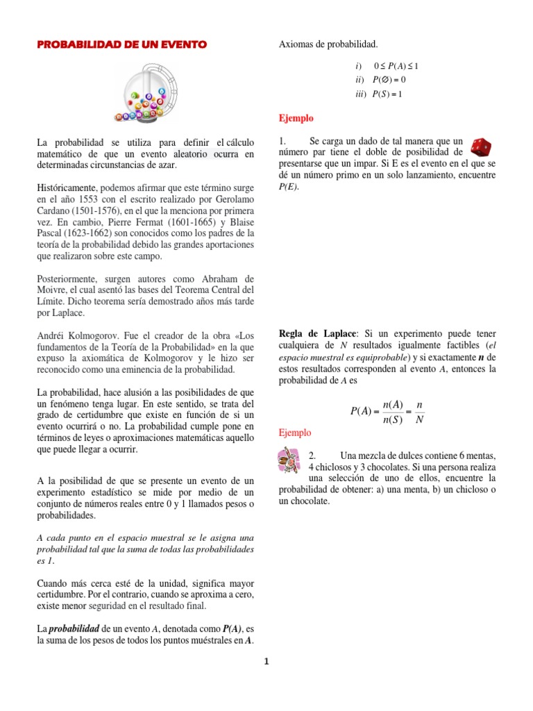 Probabilidad de Un Evento 2023 | Descargar gratis PDF | Probabilidad | Teoría de probabilidad