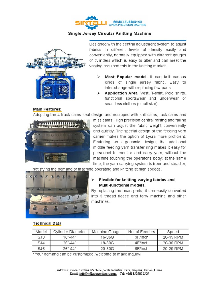 1 Single Jersey Circular Knitting Machine | PDF | Knitting | Yarn