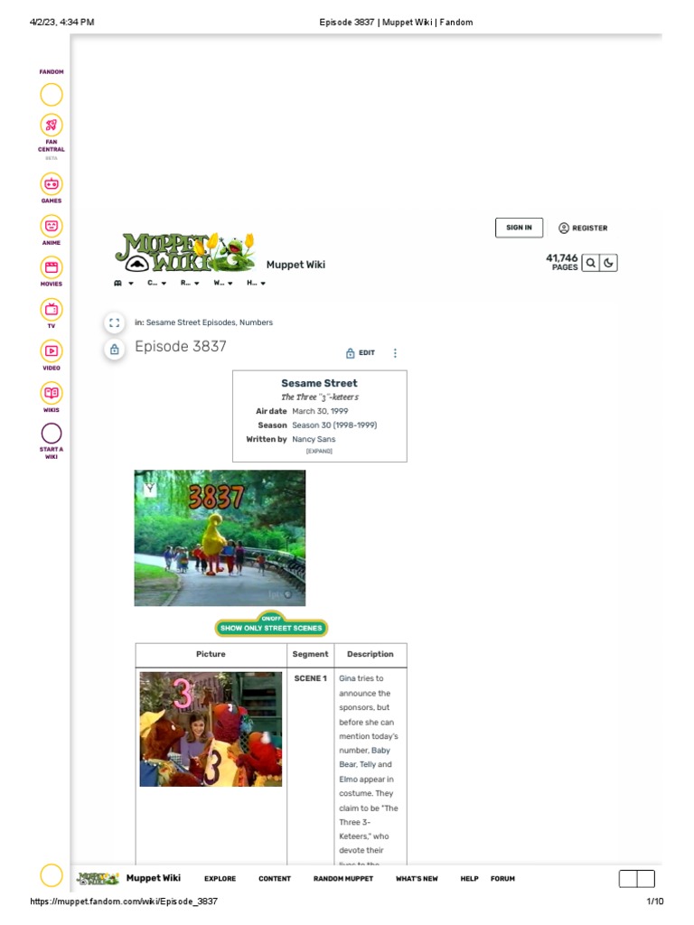 Episode 3837 - Muppet Wiki - Fandom | PDF | Fandom