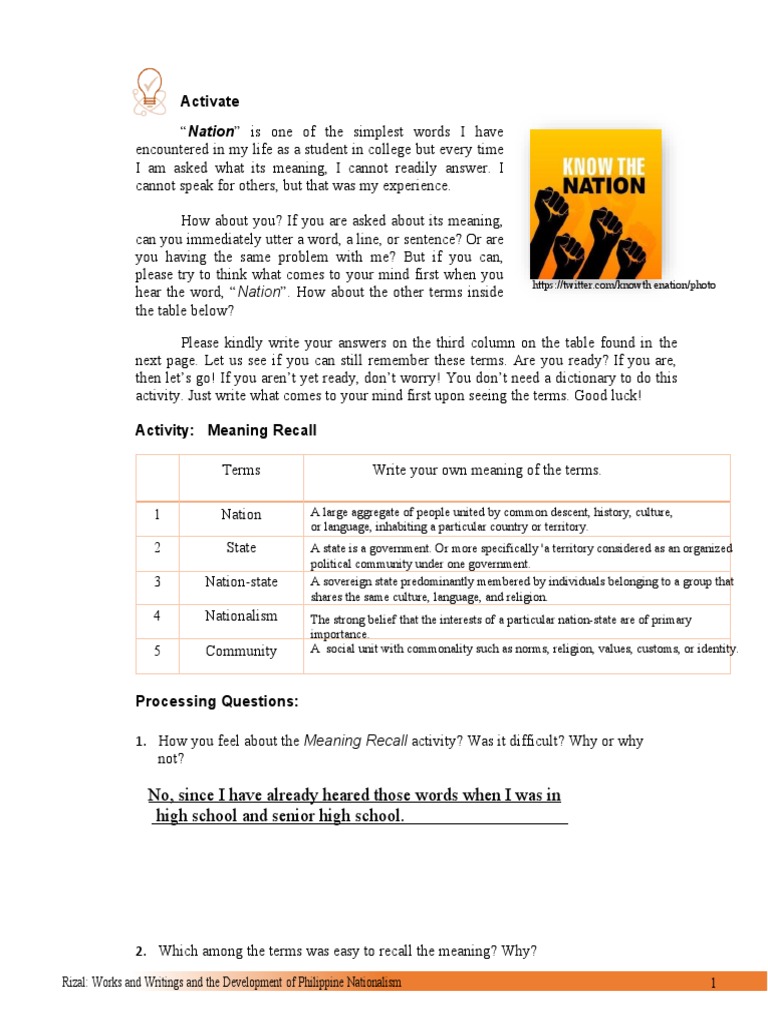 Rizal Unit 2 | PDF | Nationalism | Philippines
