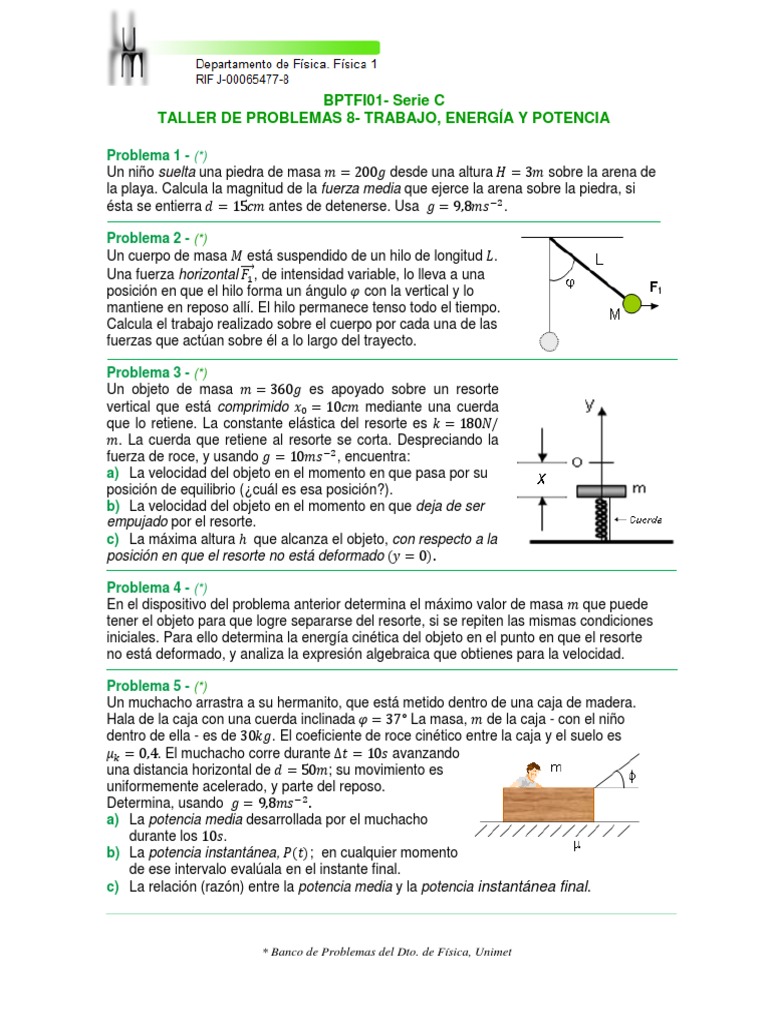 BPTFI01 - Taller8C - Trabajo, Energia y Potencia | PDF | Fuerza | Masa