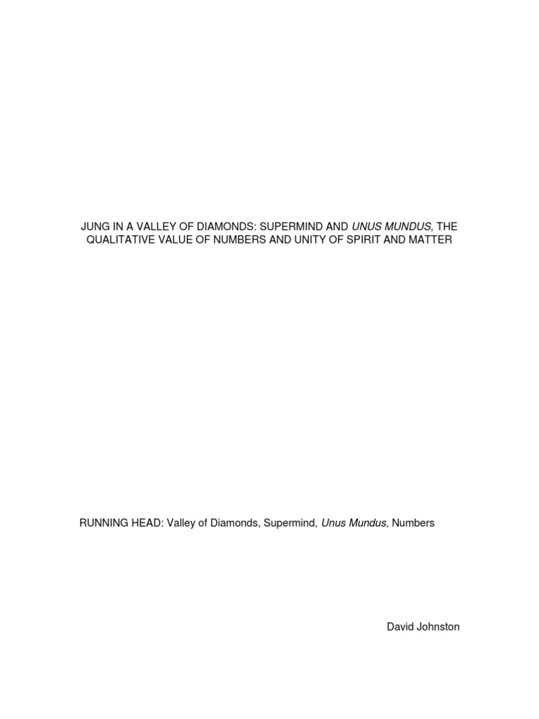 Jung in The Valley of Diamonds Unus Mundus The | PDF | Vedanta ...