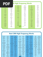 2nd Grade High Frequency Word List (Wonders) | PDF