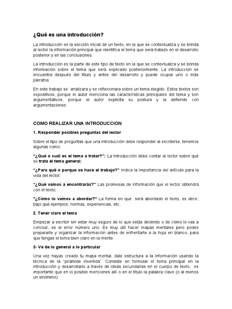 Como Hacer Una Introduccion | PDF | Ensayos | Información