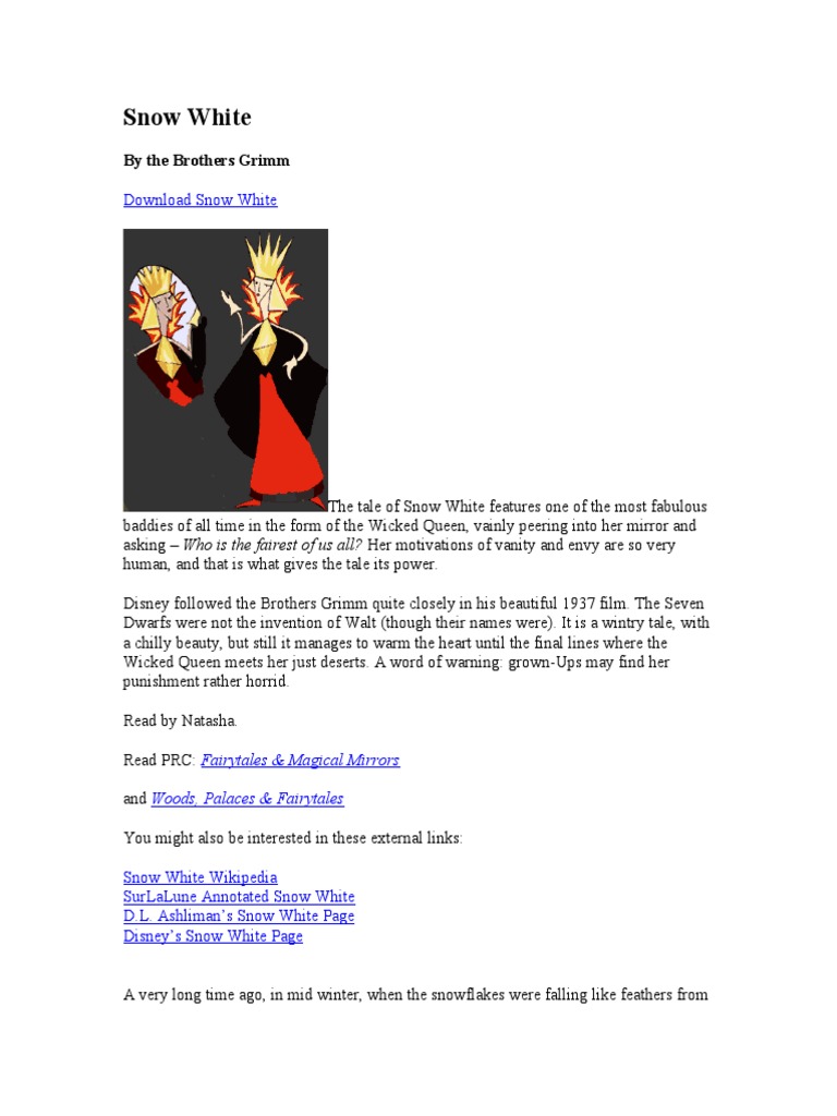 Snow White Fairy Tale Retold Under 40 Characters | PDF | Snow White