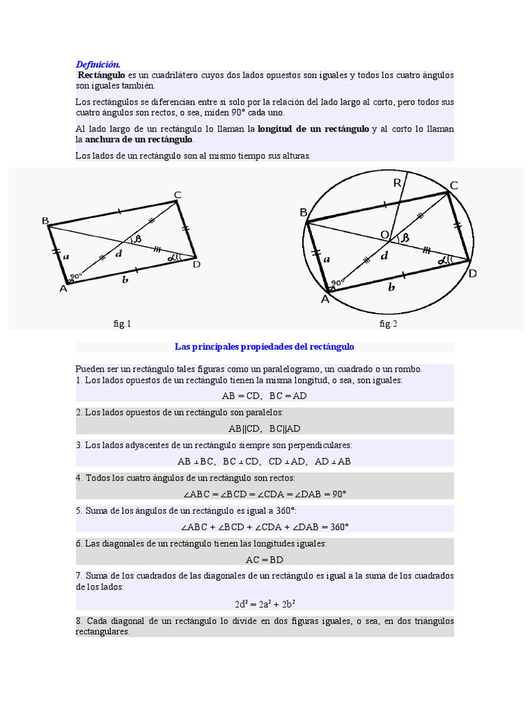 Definición Rectangulo | PDF | Rectángulo | Geometría Elemental