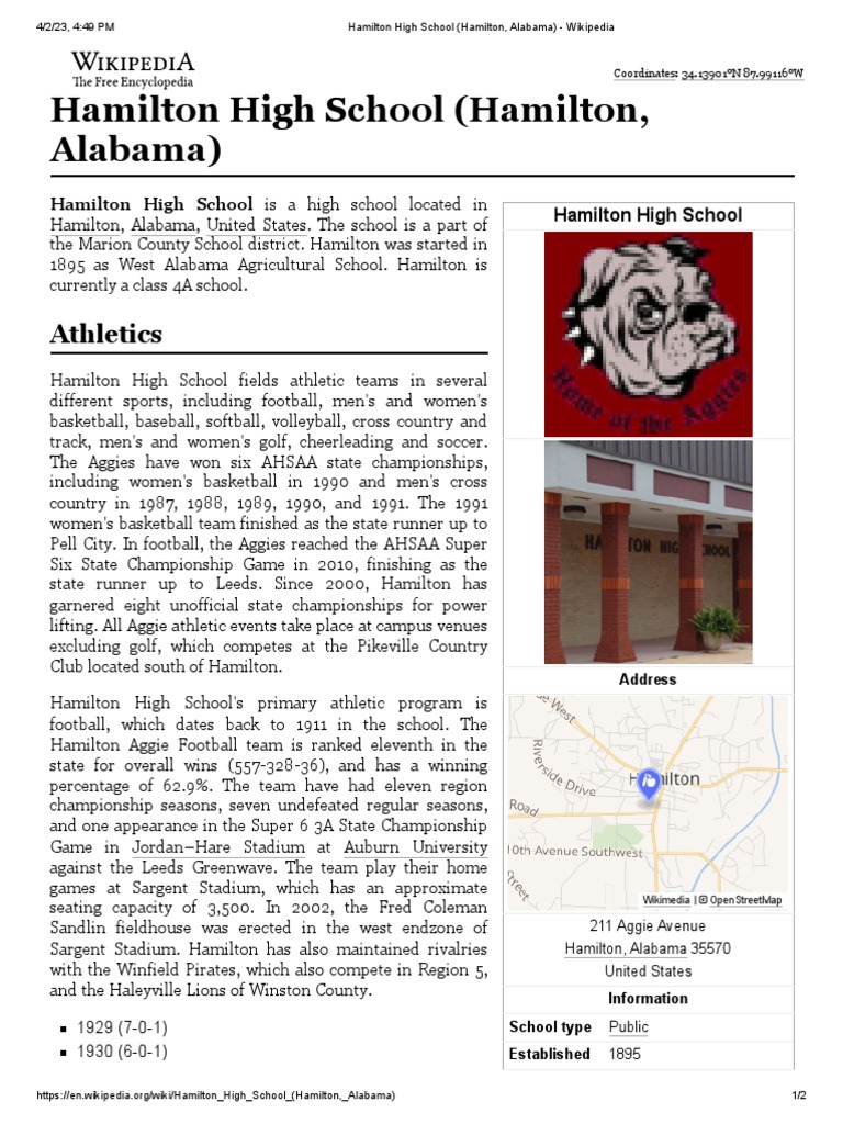 Hamilton High School (Hamilton, Alabama) - Wikipedia | Download Free ...