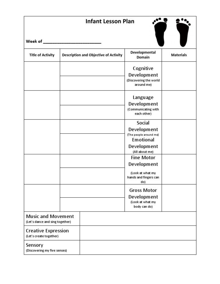Infant Lesson Plan Template | Child Development | Mental Processes